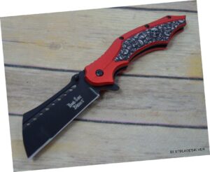 8 inch dark side open folding pocket knife with clip outdoor survival hunting knife by survival steel