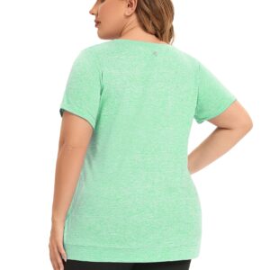 FOREYOND Women's Plus Size Workout Tops Workout Sport Tee Loose Fit Athletic Yoga Tops Running Short Sleeve Shirts