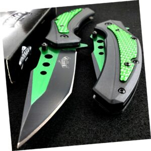 7.75" green open folding pocket knife blade edc outdoor survival hunting knife by survival steel