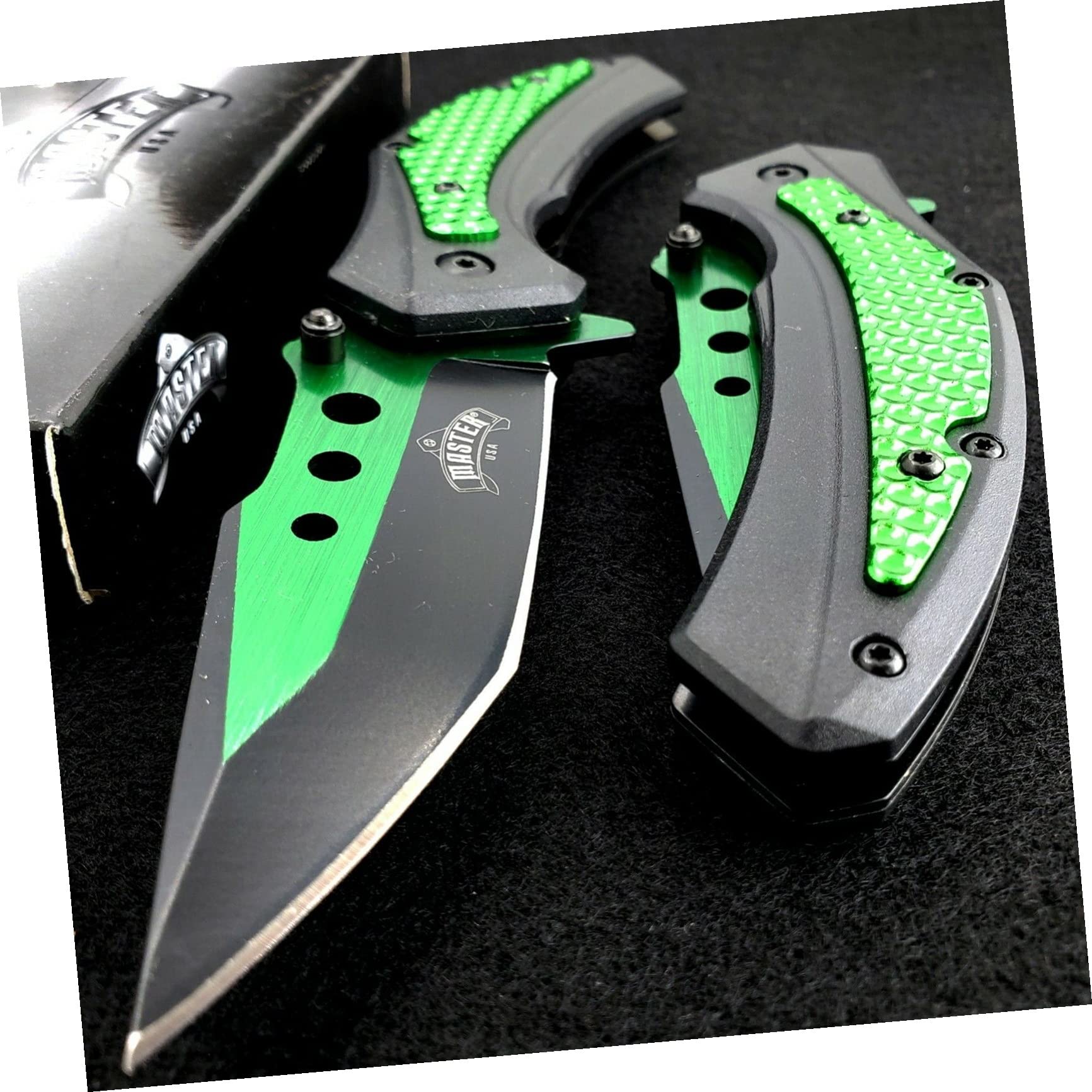 7.75" Green Open Folding Pocket Knife Blade Edc Outdoor Survival Hunting Knife by Survival Steel