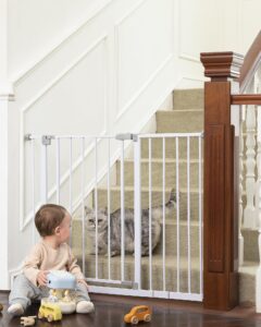 innotruth extra tall baby gate for stairs and doorways, 29" to 39.6" width with 36" height,dog gate for the house with wall pressure mounted frame, auto close pet gates for toddler,milk white