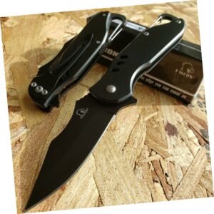 7" mountain climber`s open folding pocket knife open folding carabiner clip outdoor survival hunting knife by survival steel