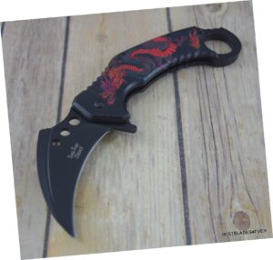 8.25 inch dark side karambit open folding pocket knife with clip outdoor survival hunting knife by survival steel