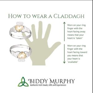 Biddy Murphy, Irish Claddagh Ring for Women Green Gem & Cubic Zirconia Wishbone Band Made in Ireland Size 8.5