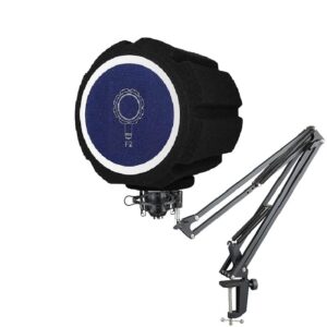 microphone wind shield pop filter isolation ball, acoustic filter for recording studios mic, sound-absorbing foam that effectively reduces noise and reflections, blue