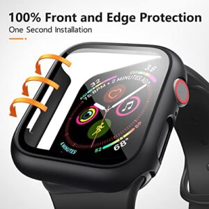 Mugust 3 Pack Case for Apple Watch Series 3 38mm Hard PC Case with Tempered Glass Screen Protector Waterproof Anti-Scratch HD Ultra-Thin Full Protective Cover for iWatch 38mm (Black)