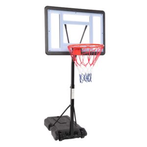 homtoozhii pvc transparent board basket frame adjustable 115-135cm poolside basketball hoop portable basketball goal outdoor water tank pe blow molding (black)