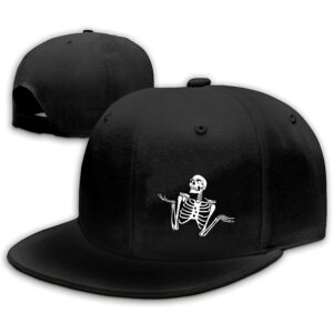 tijeyi snap backpack hat for men skull hat snapback hats flat bill baseball cap adjustable skeleton hand black snap back hat boys teen