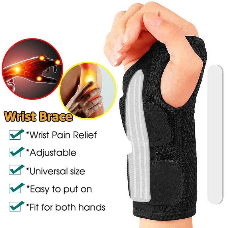 Left Wrist Brace for Carpal Tunnel, Compression Sleeve Adjustable Straps, Right Left Hand for Men Women, Night Wrist Sleep Supports Splints Arm Stabilizers, Suitable for Arthritis, Pain, Relief, Tendonitis, Wrist Pain, Sprain, Sport (Left Hand-Gray, Large