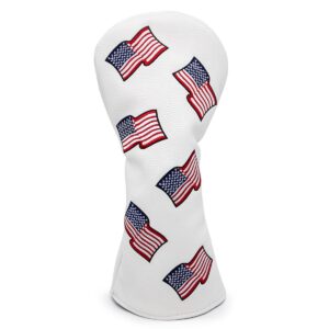 barudan golf driver head cover 460cc, white patriotism usa golf driver headcover club protective for men golfer