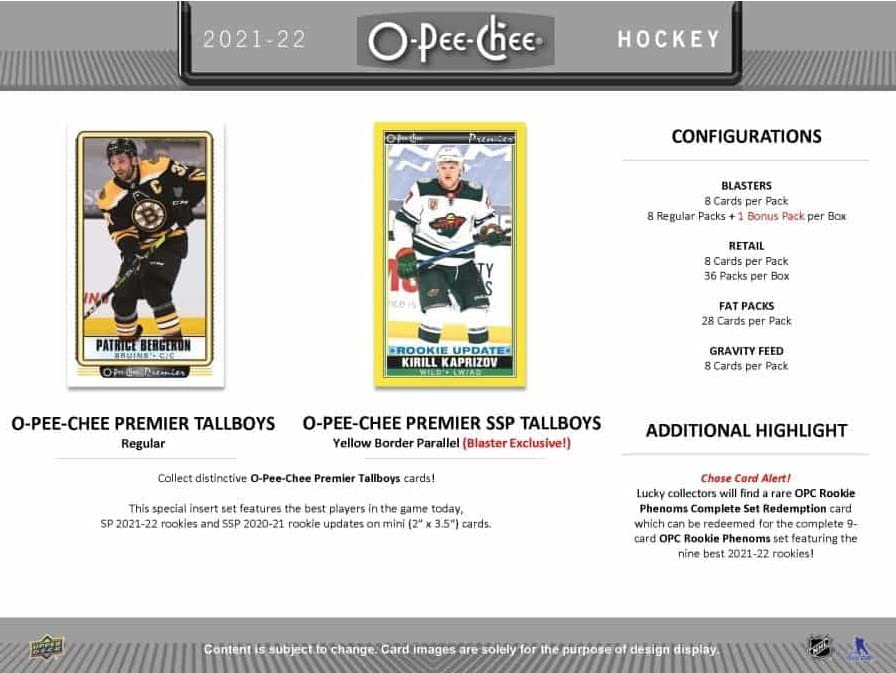 2021 2022 Upper Deck O Pee Chee Hockey Series Sealed Blaster Box of Packs with Chance for Short Printed Rookies and Stars plus Blaster EXCLUSIVE Yellow Bordered Tallboys