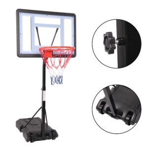 Homtoozhii PVC Transparent Board Basket Frame Adjustable 115-135cm Poolside Basketball Hoop Portable Basketball Goal Outdoor Water Tank PE Blow Molding (Black)