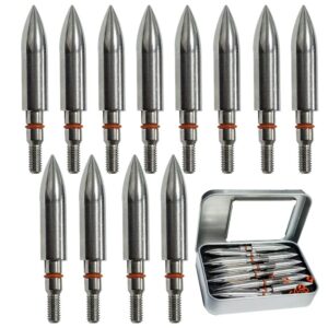 archery target points 200 grains archery field points arrowheads,5/16″ stainless steel screw in archery field tips and broadheads (1 dozen 12 pcs)