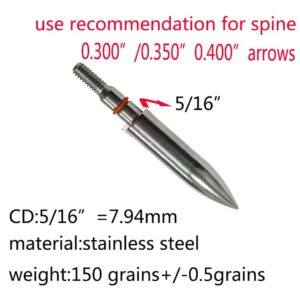 Archery Target Points 200 Grains Archery Field Points arrowheads,5/16″ Stainless Steel Screw in Archery Field Tips and Broadheads (1 Dozen 12 PCS)