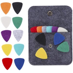 20 pieces felt ukulele picks,felt heart shape pick for ukulele guitar bass with pick holder case (multiple colors) (general, 10 mixed colors)