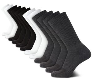 and1 men's athletic arch compression cushion comfort crew socks (12 pack), size 6-12.5, assorted