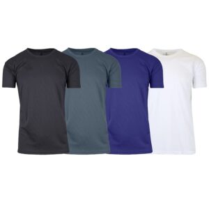 galaxy by harvic men's crew neck short sleeve tee, active reflective stripe sport t-shirt, 4 pack