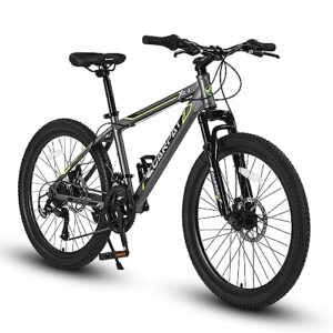 elecony mountain bike 24 inch wheels shimano 21 speed trail bicycle with steel frame double disc brake full mtb suspension fork for teens adults