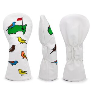 Birdies Golf Head Covers for Driver, Fairway Woods, Hybrid Rescue Utility Golf Clubs - PU Leather Golf Driver Headcover, Interchangeable Fairway Woods Hybrid Cover for Woods and Drivers