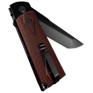 Cool Hand Heavy Duty EDC Folding Knife, Ball Bearing Survival Hunting Knives, 3.6" Tanto Stone Wash Finish D2 Steel Blade, 4.9'' Replaceable 1911 Wood Grip Handle, Liner Lock Mechanism