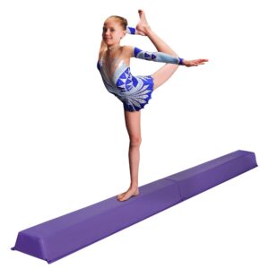 saicool 6ft folding balance beam, gymnastics floor beam bar anti slip bottom for kids, adults, beginners