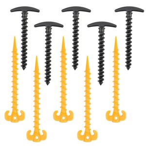 nodg 10 pack canopy stakes tent pegs spiral stakes outdoor blanket stakes trampoline anchors durable strong plastic peg beach mat heavy duty screw shape for camping sand beach rain tarp and hiking