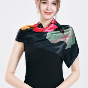 QBSM 35'' Satin Large Square Head Scarf Silk Feeling Neck Scarves Hair Sleeping Wrap Lightweight Headscarf for Women