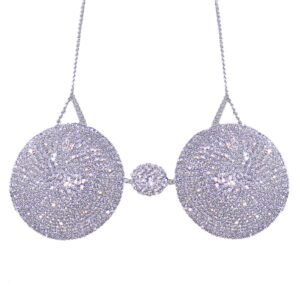 sparkly crystal bra chain round rhinestone bikini top cover chest body chain for women sexy summer beach nightclub part body jewelry