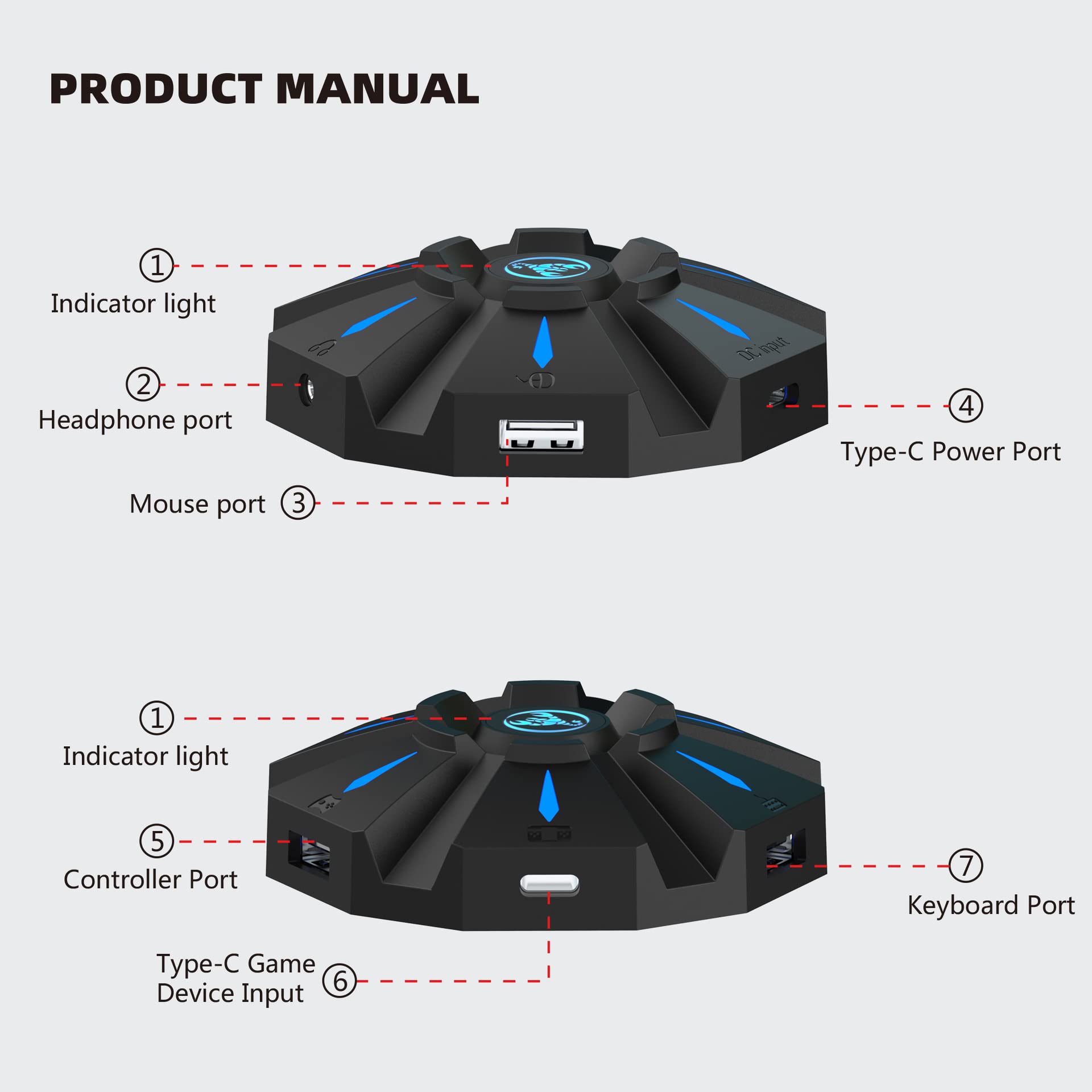 Keyboard and Mouse Adapter Converter Instead of Joystick,Support Headset Voice Gamepad Adapter Compatible With Ps4, N-Switch, Xbox One, Ps3, Xbox 360