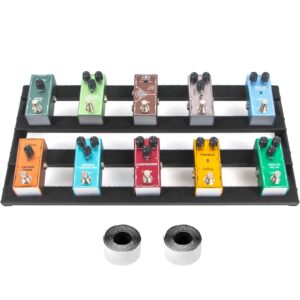 guitar pedal board, aluminium alloy 2.2lb light pedal board 19.0×9.6×1.7 inch black pedalboard with hook & loop tapes