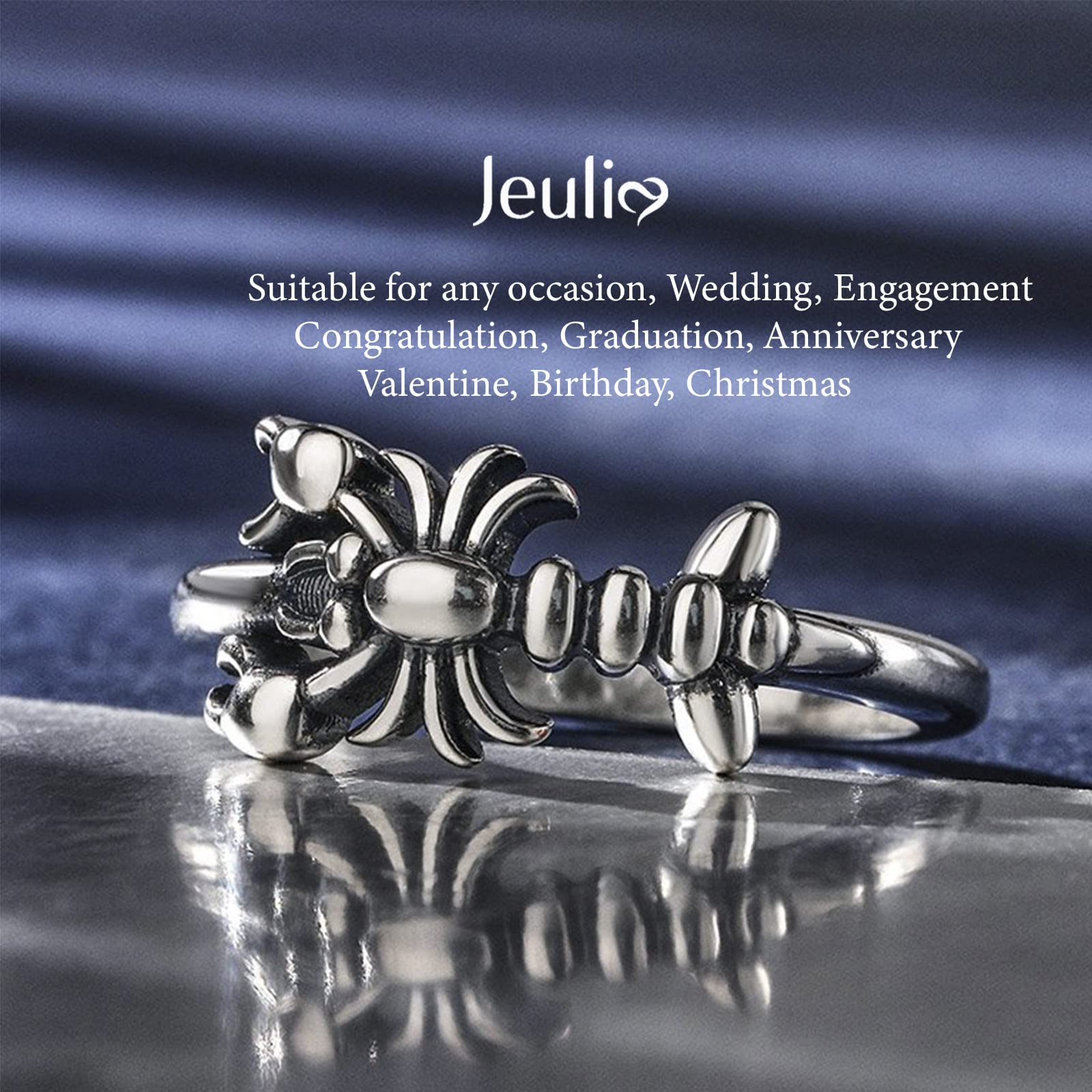 Jeulia Sterling Silver Ring for Women Men Boys Lobster Shape Design Band Art Deco Vintage Gothic Wedding band Anniversary Promise Jewelry With Gift Box (Sideways Lobster, 6.5)