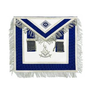 Masonic Regalia Past Master Blue Lodge Officer Apron Handmade and chain collar with Jewel Silver