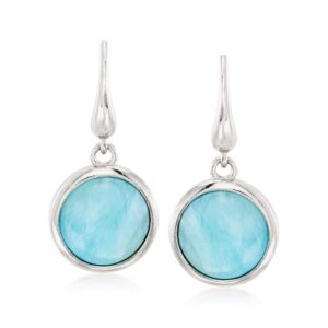 ross-simons larimar drop earrings in sterling silver