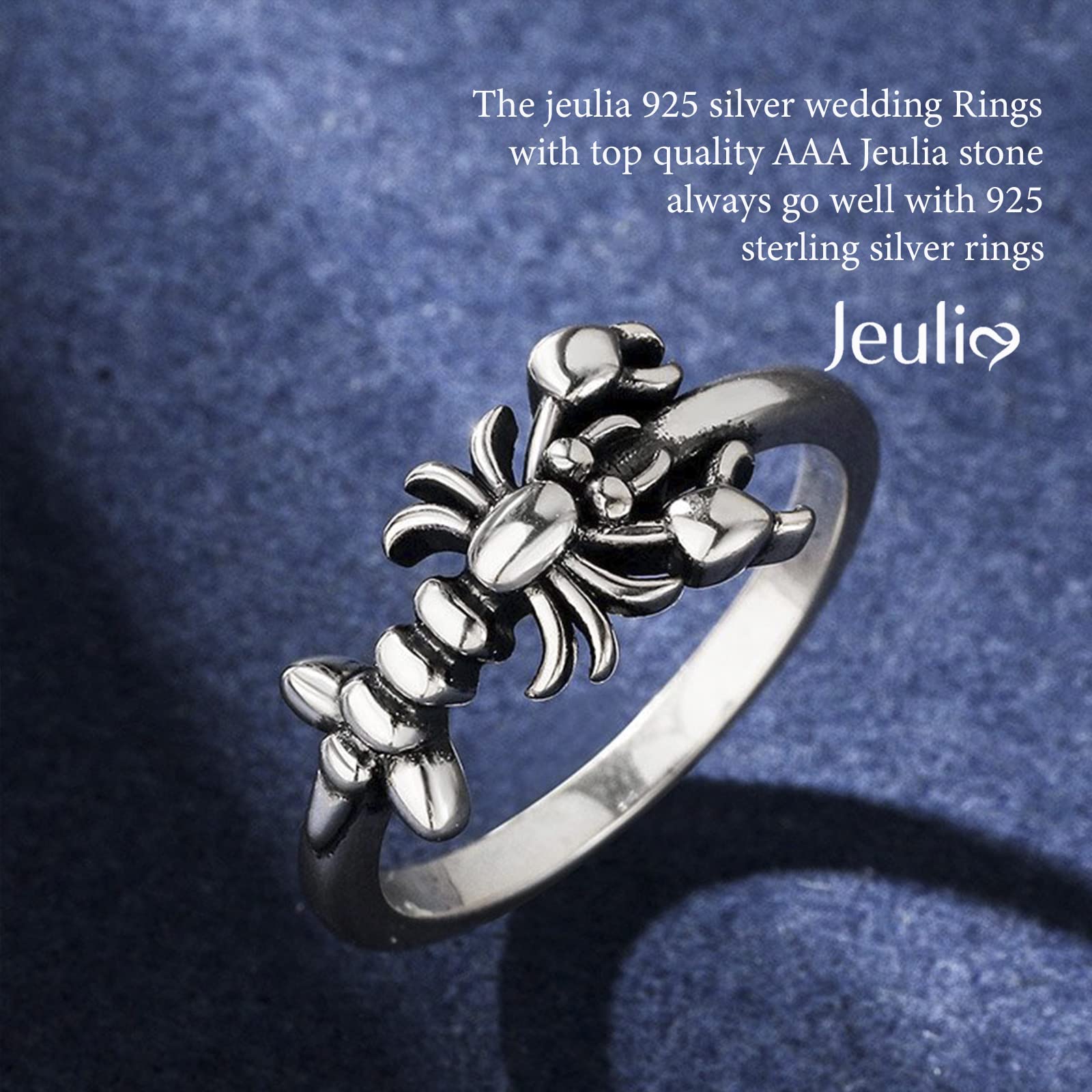 Jeulia Sterling Silver Ring for Women Men Boys Lobster Shape Design Band Art Deco Vintage Gothic Wedding band Anniversary Promise Jewelry With Gift Box (Sideways Lobster, 6.5)