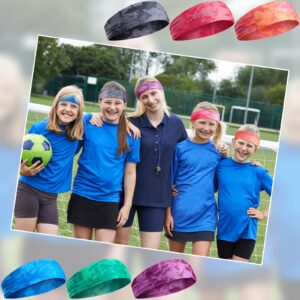 Jerify 12 Pieces Girls Sports Headbands Athletic Sweatbands Sport Hairbands Elastic Wicking Headband for Youth Kids Boys Girls Children Teenagers(Tie Dye)