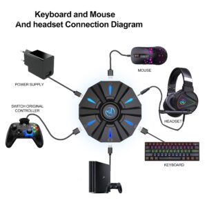 Keyboard and Mouse Adapter Converter Instead of Joystick,Support Headset Voice Gamepad Adapter Compatible With Ps4, N-Switch, Xbox One, Ps3, Xbox 360