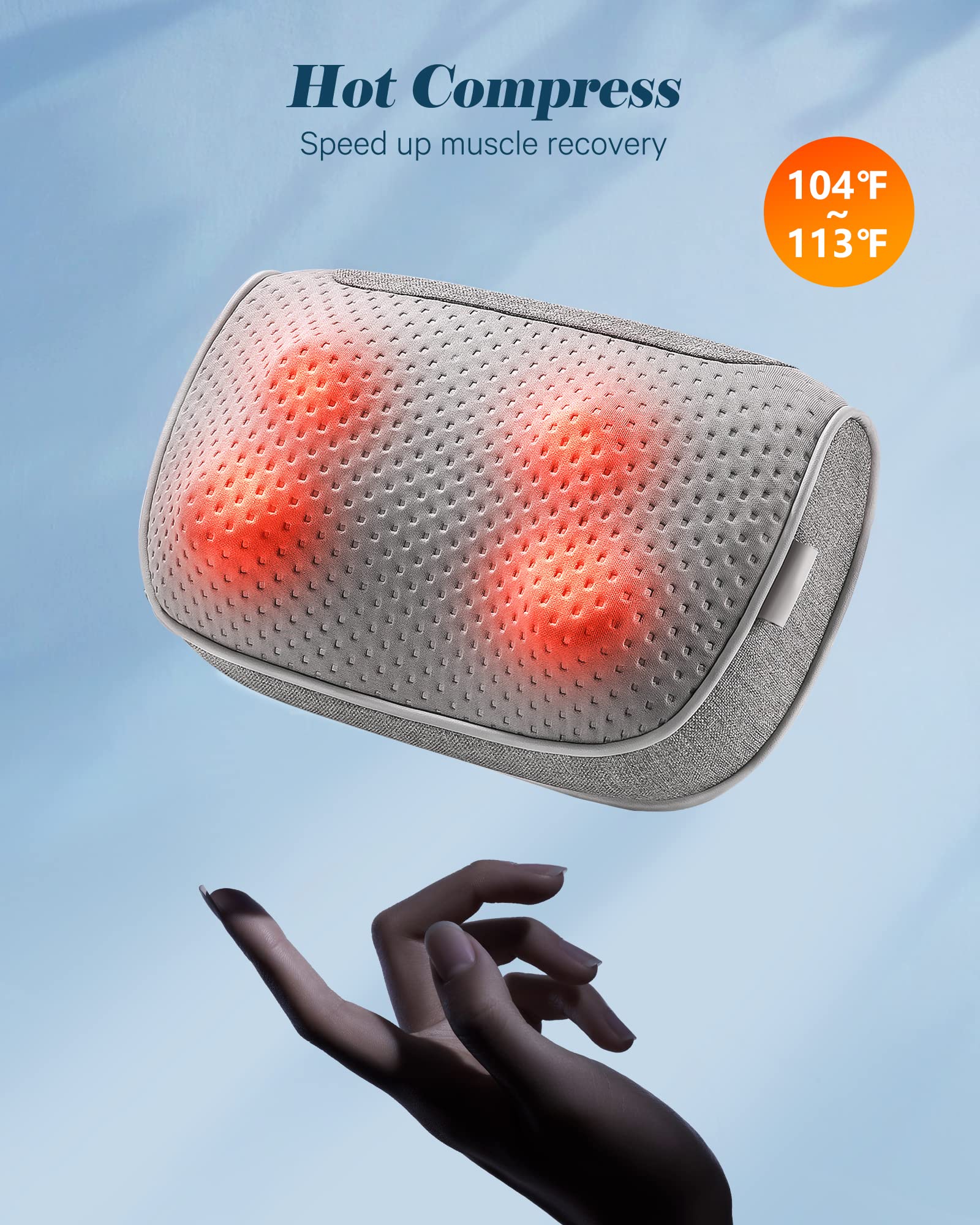 Careboda Neck and Back Massager, Shiatsu Shoulder Massage Pillow with Soothing Heat, 3D Kneading Deep Tissue Massages for Muscle Pain Relief, Perfect Gifts for Friends, Family, Lover