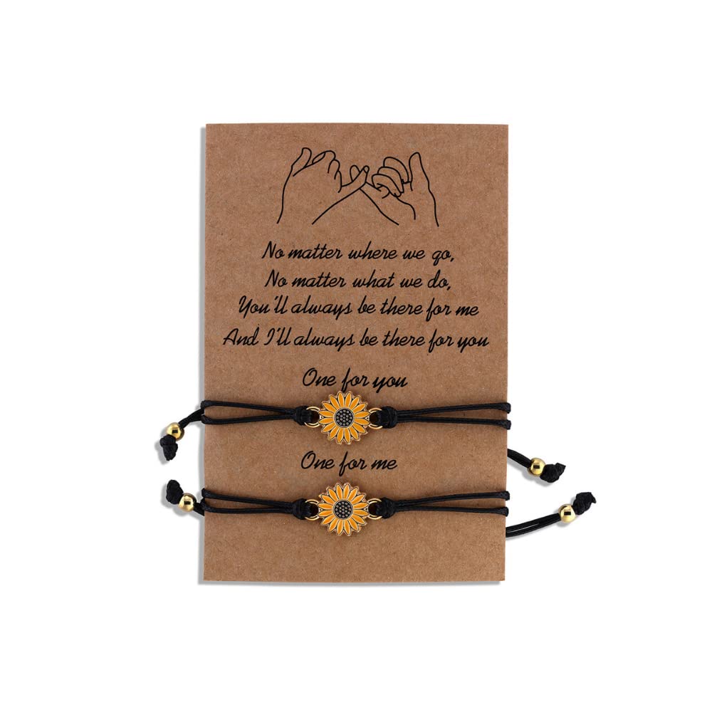 Bee Kind Sunflower String Bracelet Set with Adjustable Braided Nylon Rope comes with Personalized Gift with Box for Women Made With Nickel-Free