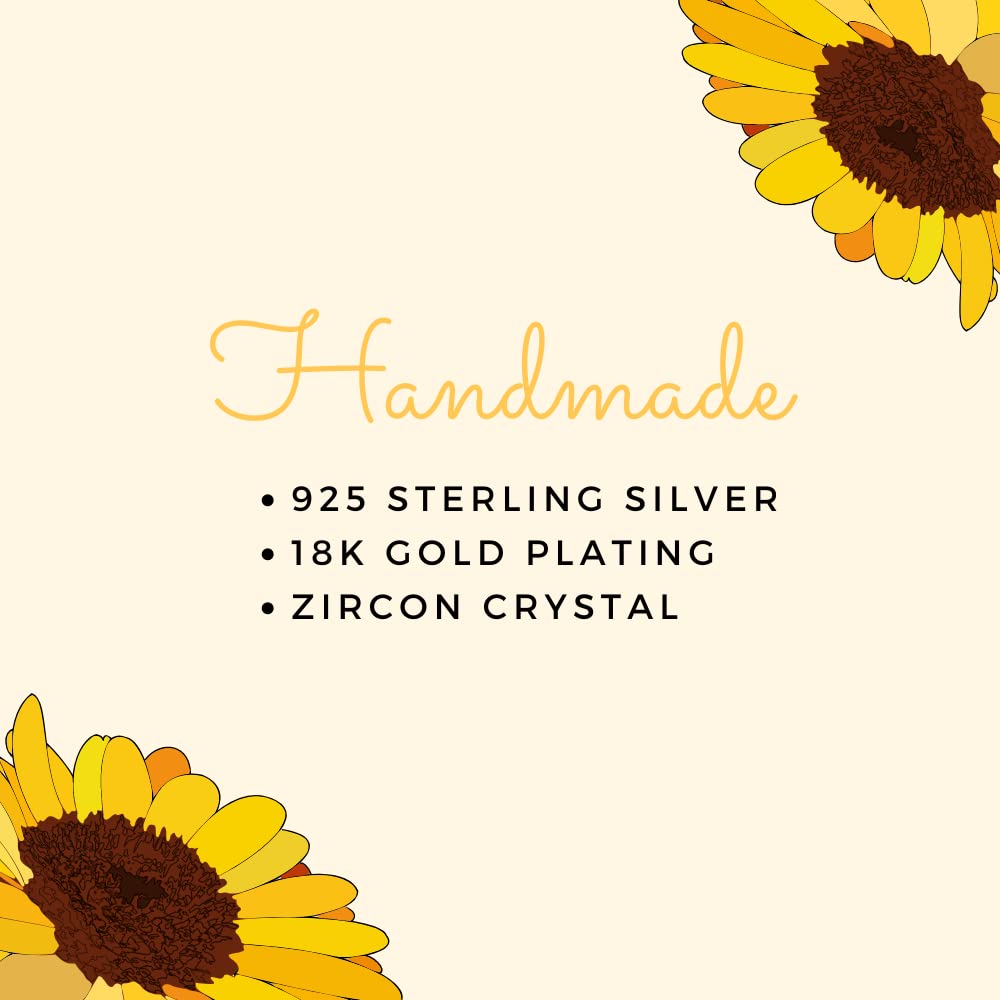 Bee Kind The Original Spinning Crystal Sunflower Necklace Made With 18K Gold Plating, Cubic Zirconia Stones, and comes with Personalized Gift with Box for Women