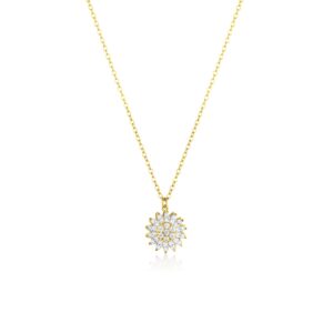 Bee Kind The Original Spinning Crystal Sunflower Necklace Made With 18K Gold Plating, Cubic Zirconia Stones, and comes with Personalized Gift with Box for Women