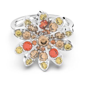 swarovski eternal flower ring, flower, multicolored, mixed metal finish, size 6