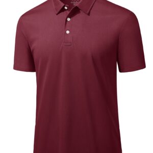 MAGCOMSEN Short Sleeve Polo Shirts for Men Quick Dry Polo Shirt Golf Polo Shirts Work Shirts Athletic Fall Shirts Golf Shirts Wine