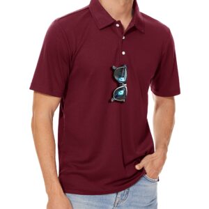 MAGCOMSEN Short Sleeve Polo Shirts for Men Quick Dry Polo Shirt Golf Polo Shirts Work Shirts Athletic Fall Shirts Golf Shirts Wine