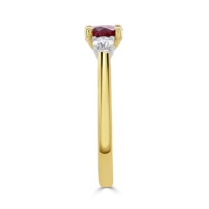 1 CT Round Created Ruby & Cubic Zirconia Three Stone Promise Ring 14k Yellow Gold Finish Ring Size-11