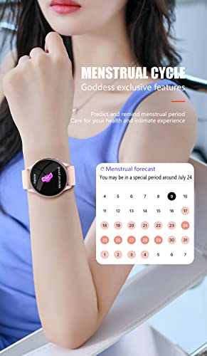 Holiday Smart Watches for Women, 1.32" AMOLED Touch Screen Ladies Fitness Watch with Heart Rate Monitor Sleep Step Counter Tracker Pedometer, IP68 Waterproof Smartwatch for Android iOS Phone