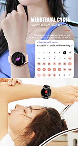 Holiday Smart Watches for Women, 1.32" AMOLED Touch Screen Ladies Fitness Watch with Heart Rate Monitor Sleep Step Counter Tracker Pedometer, IP68 Waterproof Smartwatch for Android iOS Phone