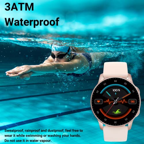 Holiday Smart Watches for Women, 1.32" AMOLED Touch Screen Ladies Fitness Watch with Heart Rate Monitor Sleep Step Counter Tracker Pedometer, IP68 Waterproof Smartwatch for Android iOS Phone