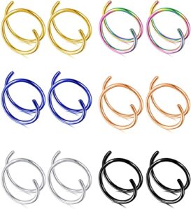 16g 8mm surgical steel nose septum horseshoe hoop eyebrow lip navel belly nipple piercing ring 8mm helix tragus daith rook earrings replacement spikes 12 pcs