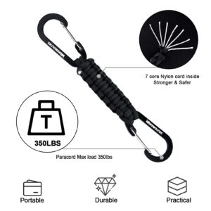 WEREWOLVES 3 Pack Paracord Keychain Carabiner, Paracord Lanyard Clip for Backpacks, Paracord Carabiner Clip for Men Women (3 Pack Black)