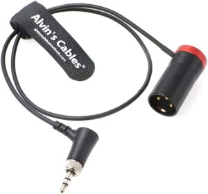 low-profile audio-cable for sennheiser-ek-2000 xlr 3-pin male to locking-3.5mm-trs right-angle balanced cable for sound devices 633 688 zaxcom zoom alvin's cables red